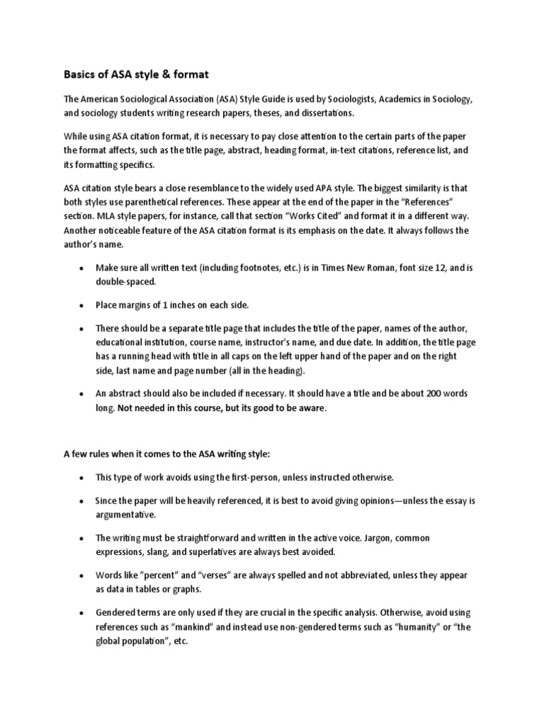 Basics of ASA Style | PDF | Citation | Writing