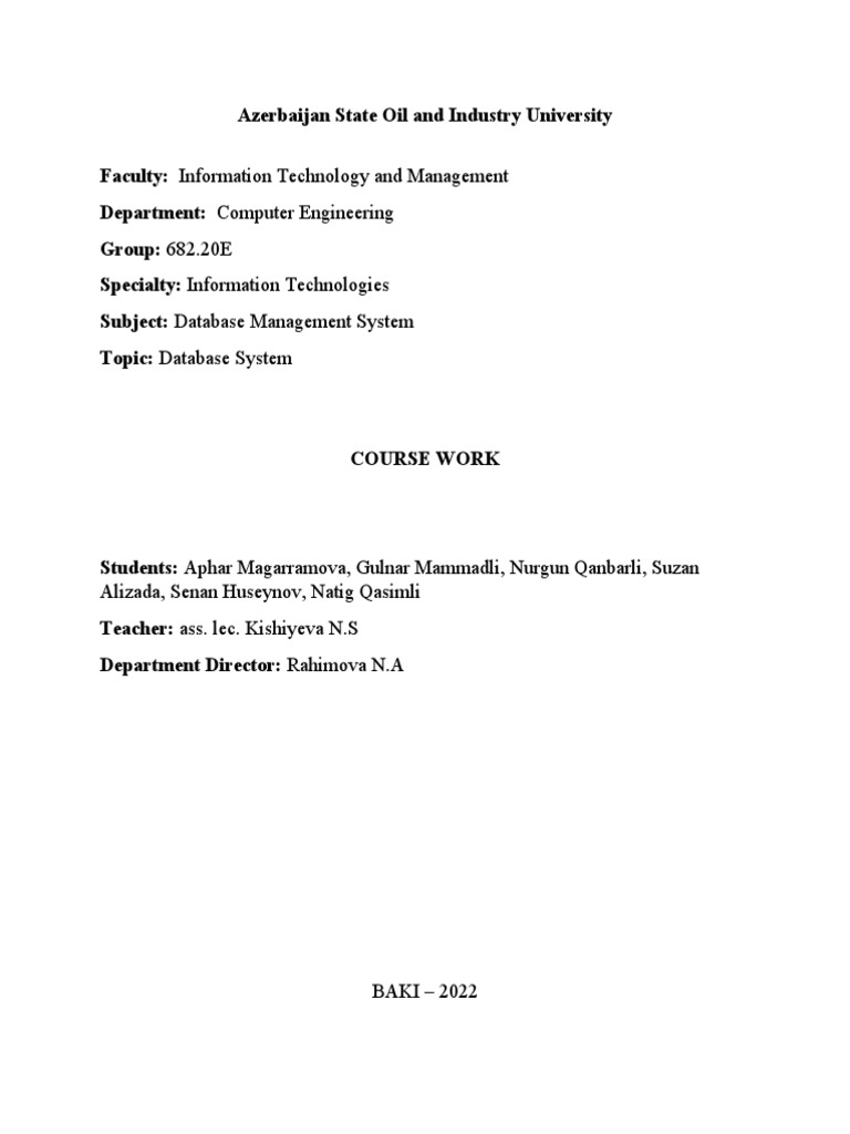 Course Work Final | PDF | Table (Database) | Databases