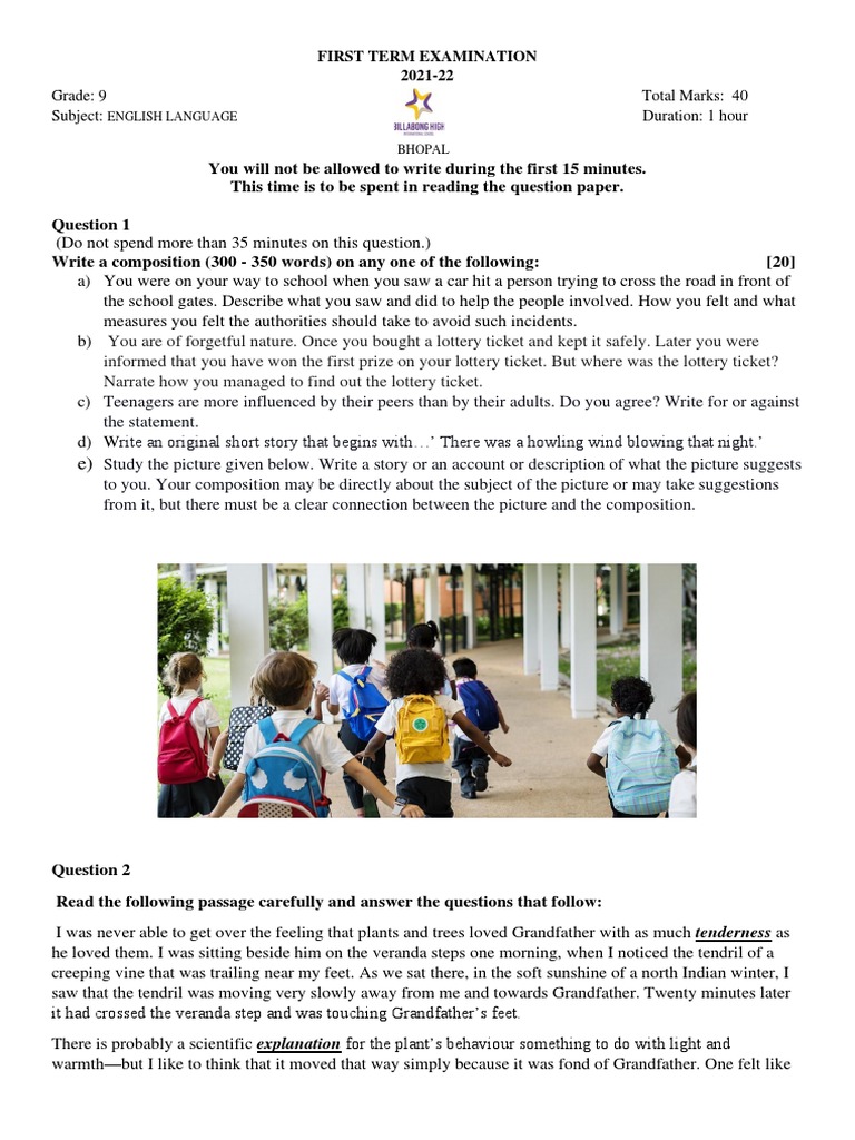 Grade 9 Eng Lang Term 1 2021-22 | PDF