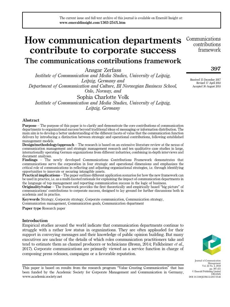 Corporate Communication's Strategic Role | PDF | Strategic Management ...