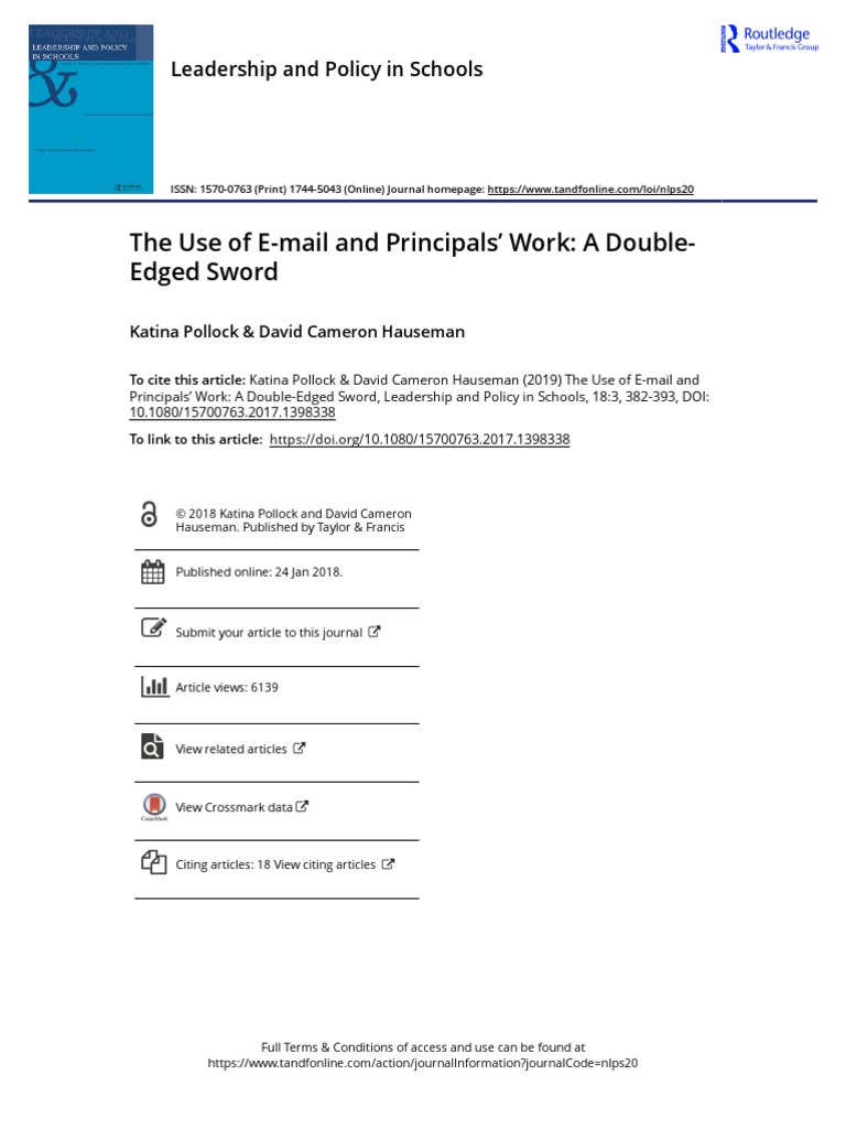 The Use of E Mail and Principals Work A Double Edged Sword | PDF ...