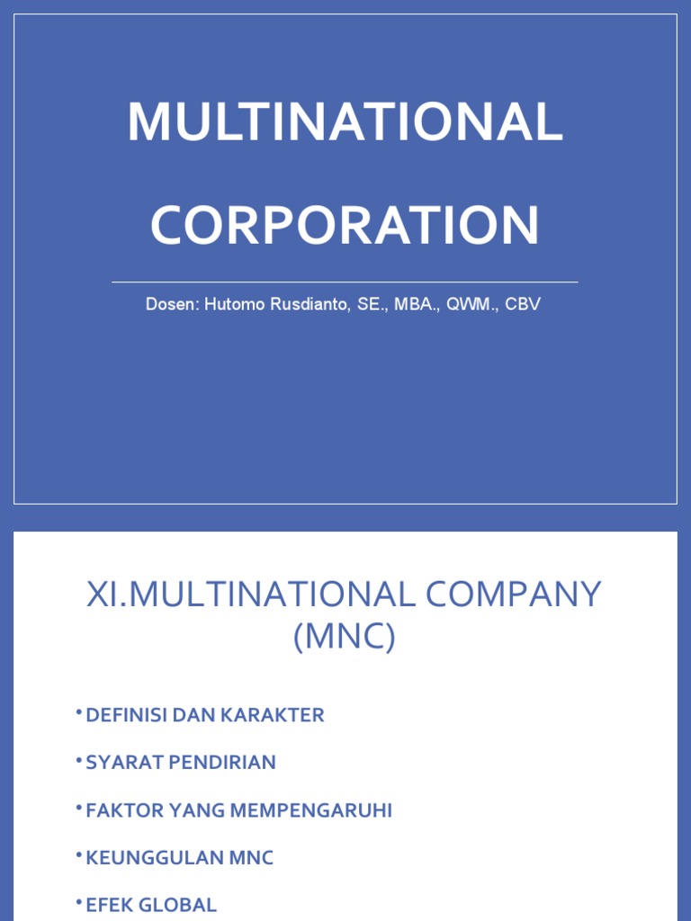 XI. Perusahaan Multinasional | PDF
