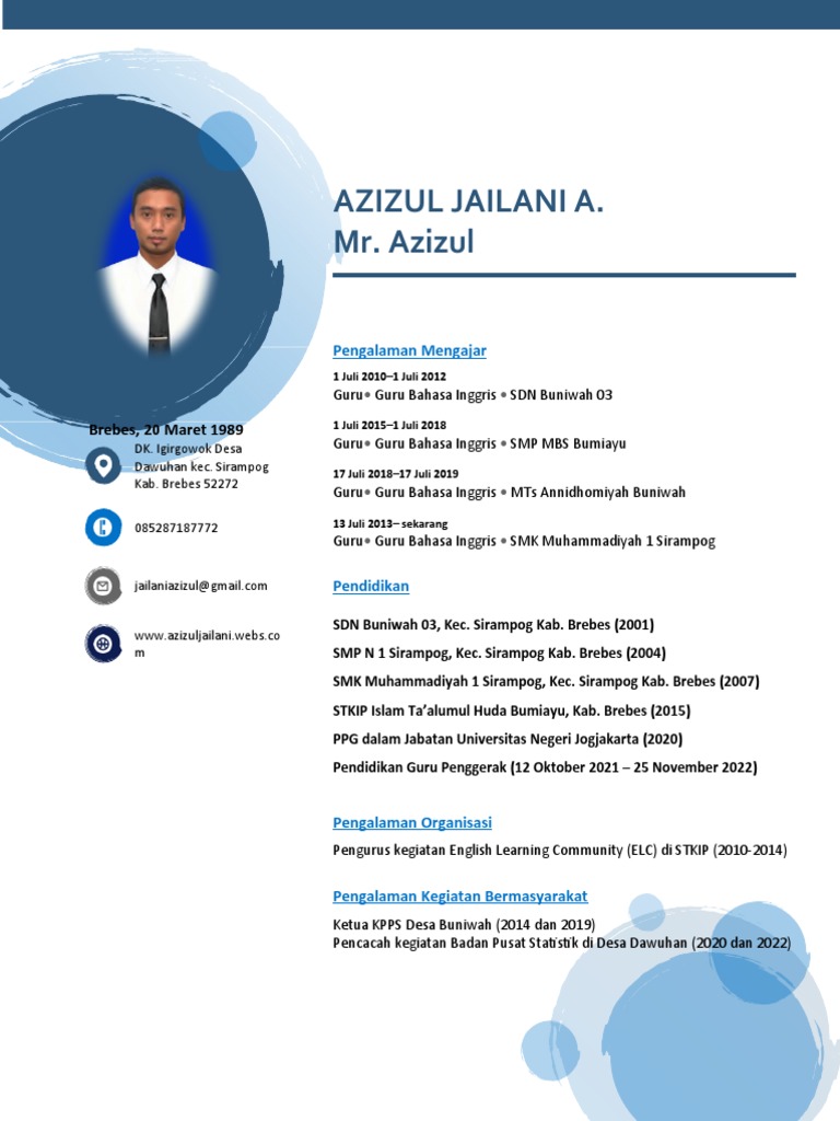 Daftar Riwayat Hidup AZIZUL JAILANI A | PDF