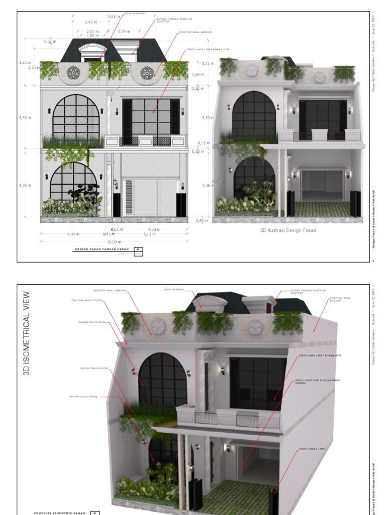 Design Rumah Pak Arif 2 Lantai & Luasan Bangunan | PDF | Architectural Elements | Components