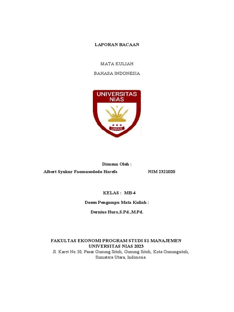 Laporan Bacaan B.indonesia | PDF