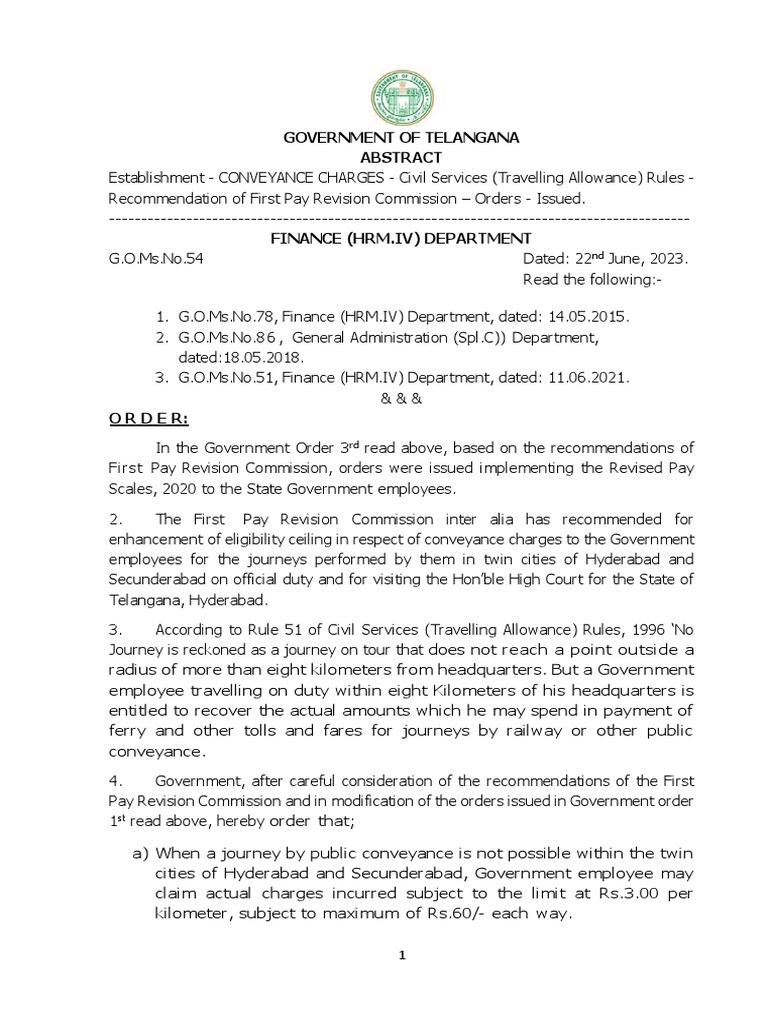 G.O.ms - No.54 Conveyance Charges | PDF | Government | Justice