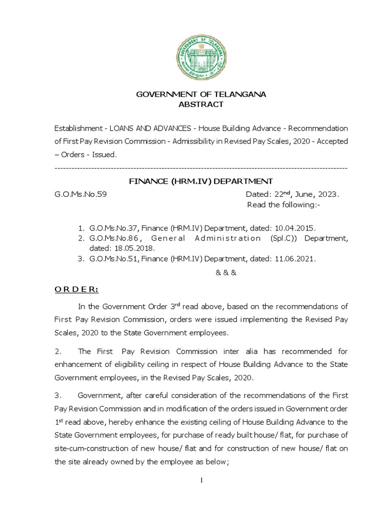 G.O.Ms - No.59 - House Building Advance | PDF | Government