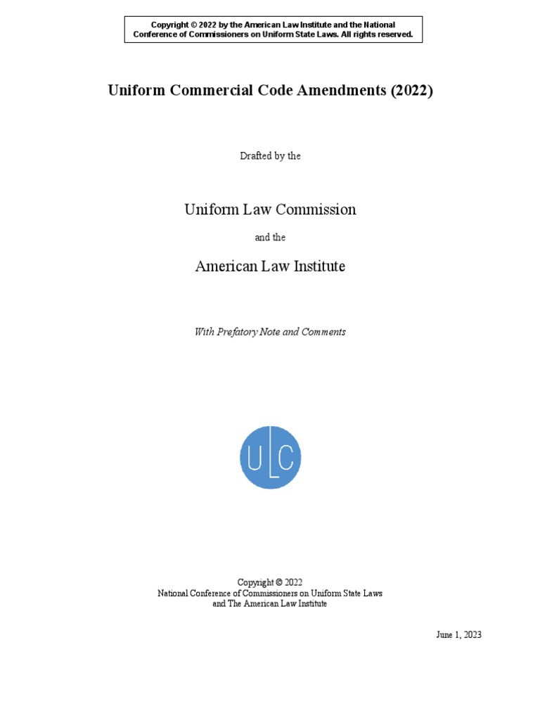 UCC Amendments - (2022) - Final Act With Comments - 8 | PDF | Security ...