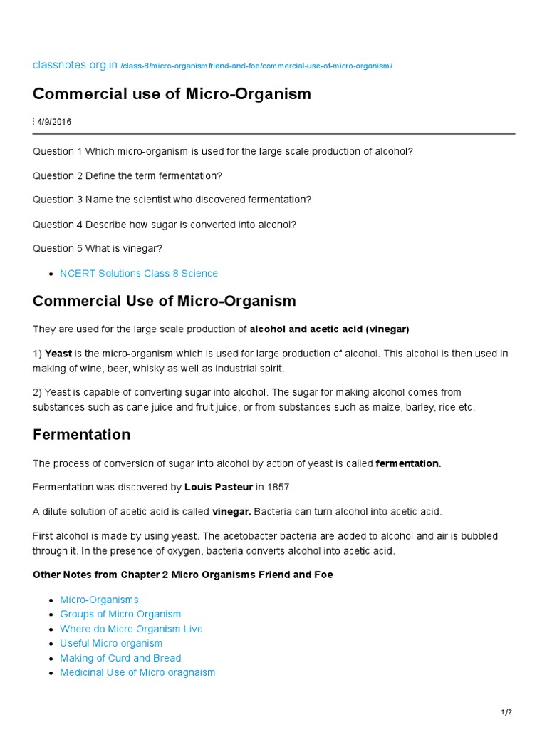 .In-Commercial Use of Micro-Organism | PDF