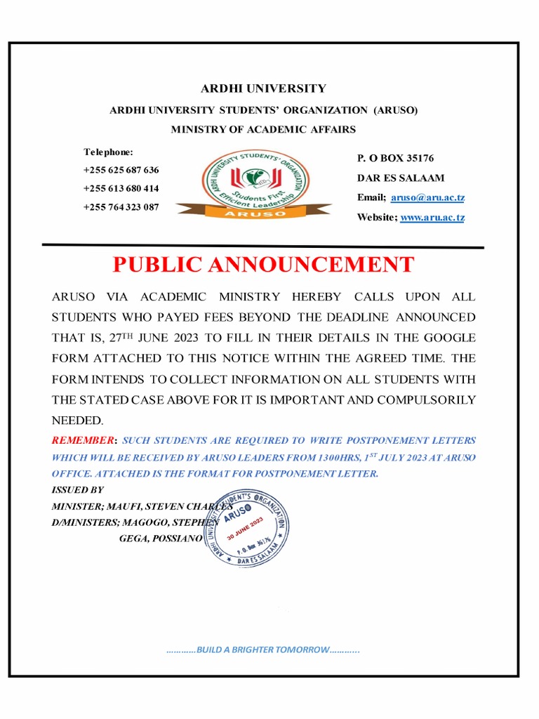 Postponent Letter | PDF