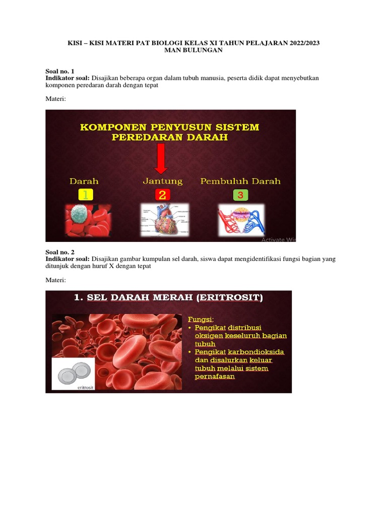 Kisi Kisi Materi Kelas Xi Biologi 2022 - 2023 Semester Genap | PDF