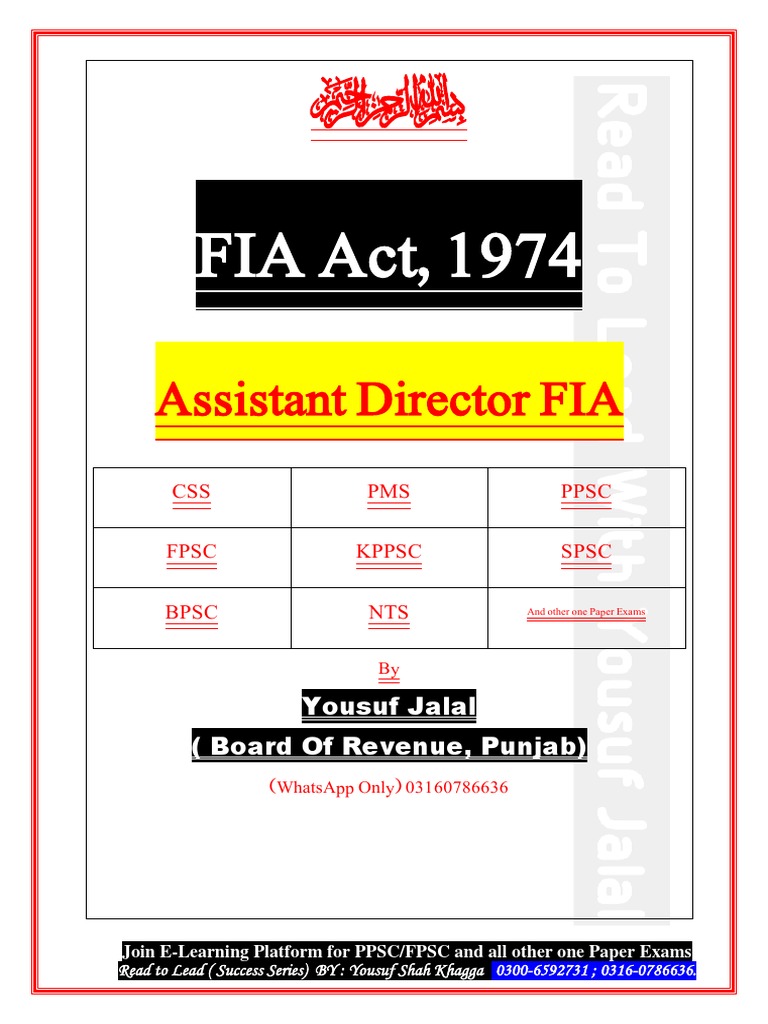 RTL FIA Act MCQS by Yousuf Jalal | PDF | Government Of Pakistan ...