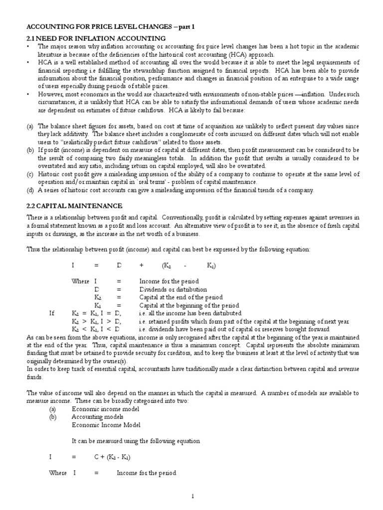 Accounting For Price Level Changes 1 | PDF | Historical Cost | Income