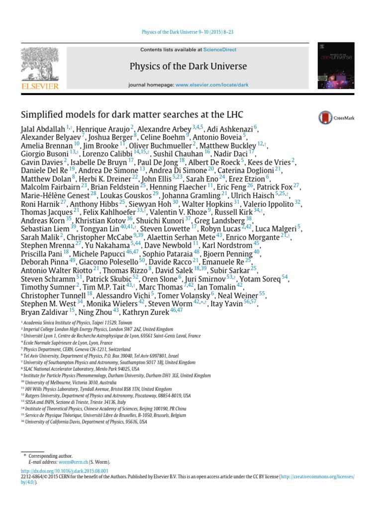 Simplified Models For Dark Matter Searches at The LHC | PDF | Higgs ... Simplified Models For Dark Matter Searches at The LHC | PDF | Higgs ...