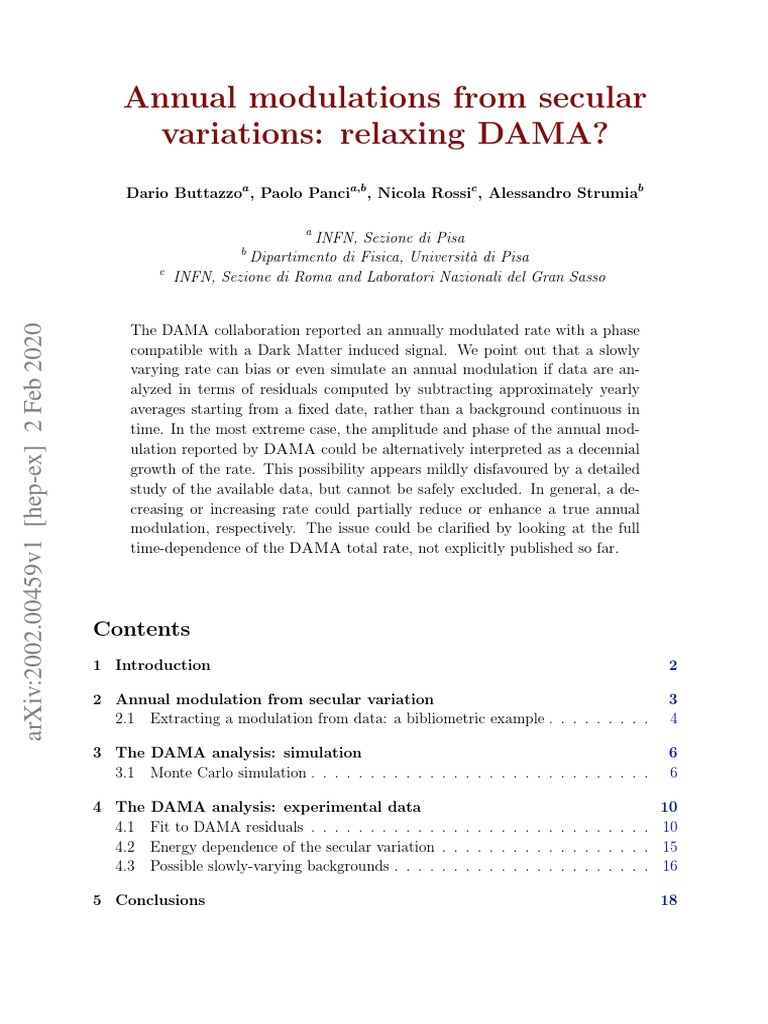 DAMA Annual Modulation Analysis Insights | PDF | Physics