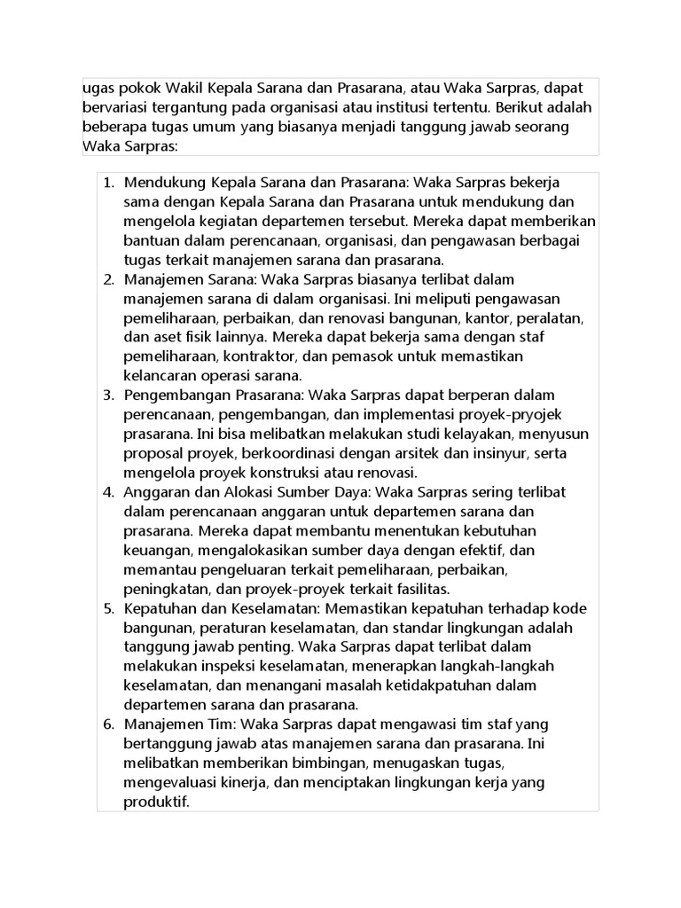 Tupoksi Sarpras | PDF