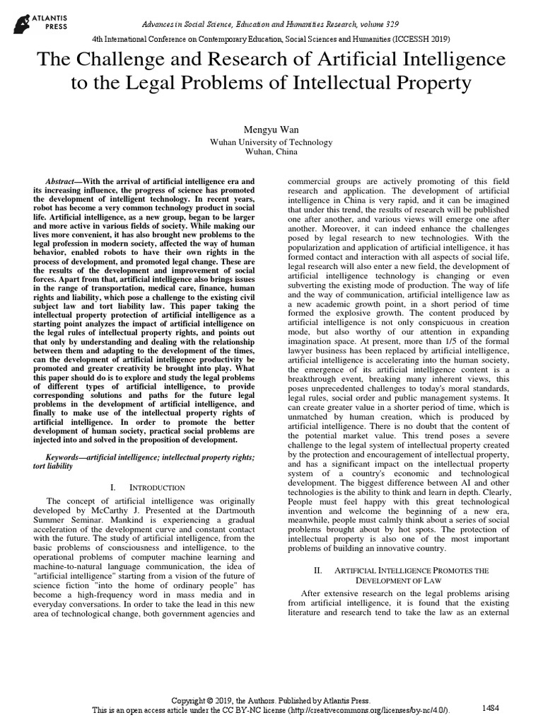 The Challenge and Research of Artificial Intelligence To The Legal Problems of Intellectual ...