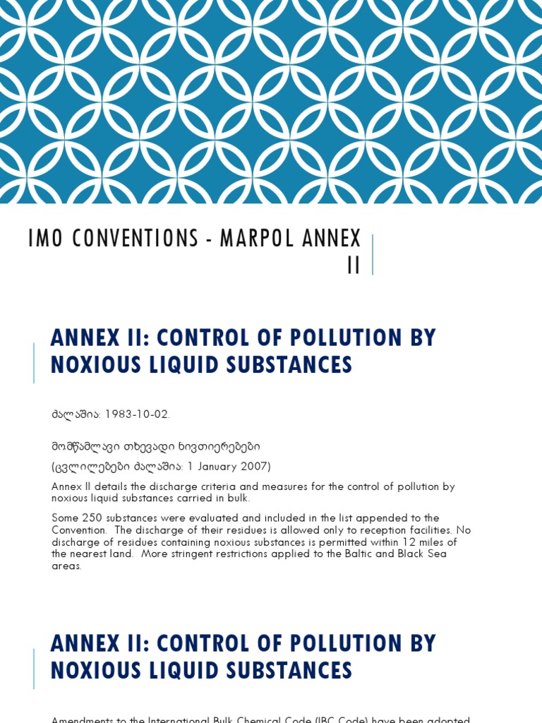 Imo Conventions - Marpol Annex II | PDF