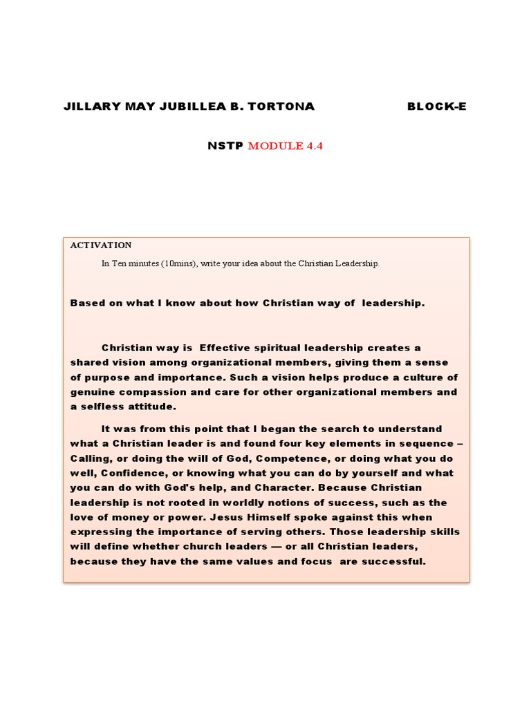 NSTP Module 4.4 | PDF | Leadership | Love