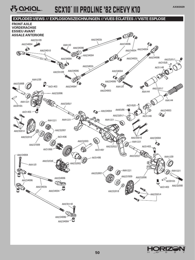 Axi03029 Exploded View Multi | PDF | Car | Rear Wheel Drive Vehicles