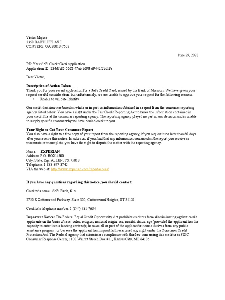 SoFi-Credit-Card-AA-Letter-Jun-29-2023 RESEARCH | PDF