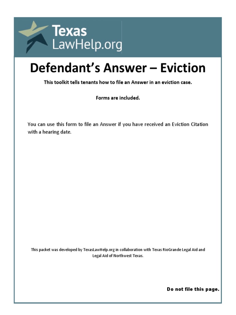 Eviction Answer Toolkit 1.27.21 | PDF | Eviction | Landlord