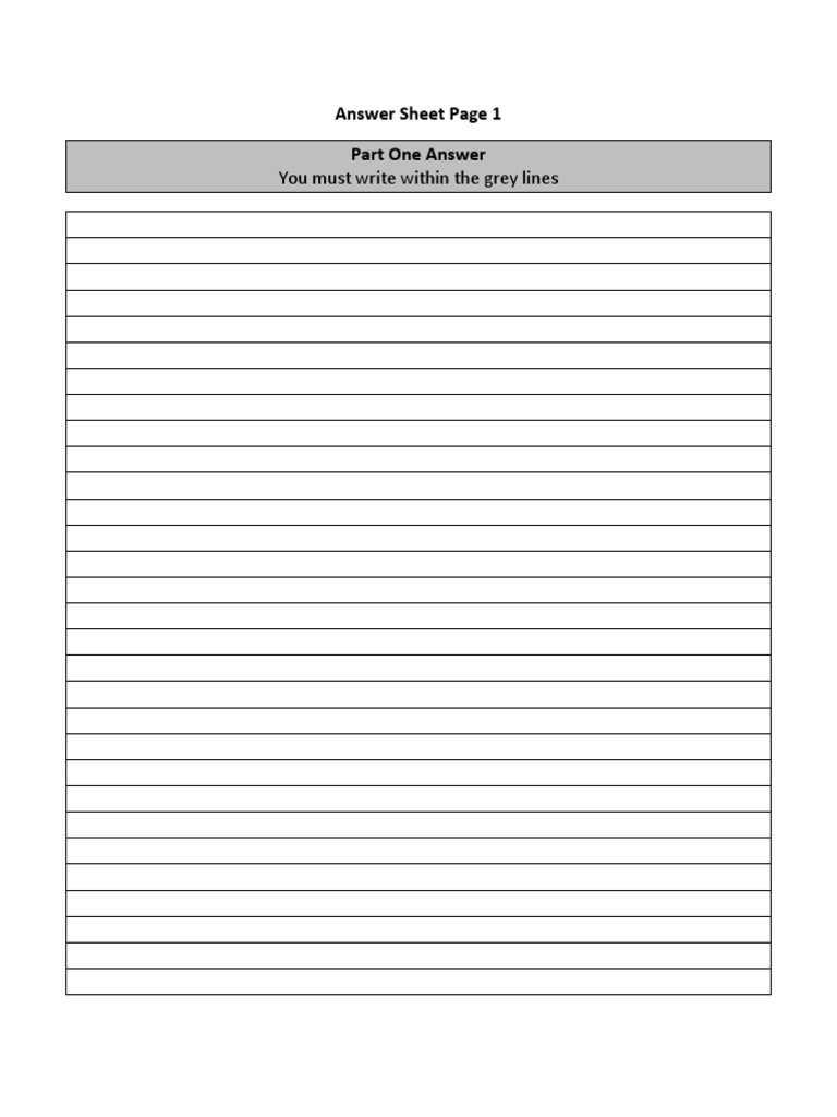 FCE Answer Sheet Writing | PDF