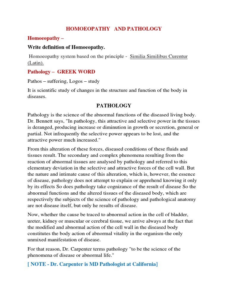 Homoeopathy and Pathology | Download Free PDF | White Blood Cell | Pathology