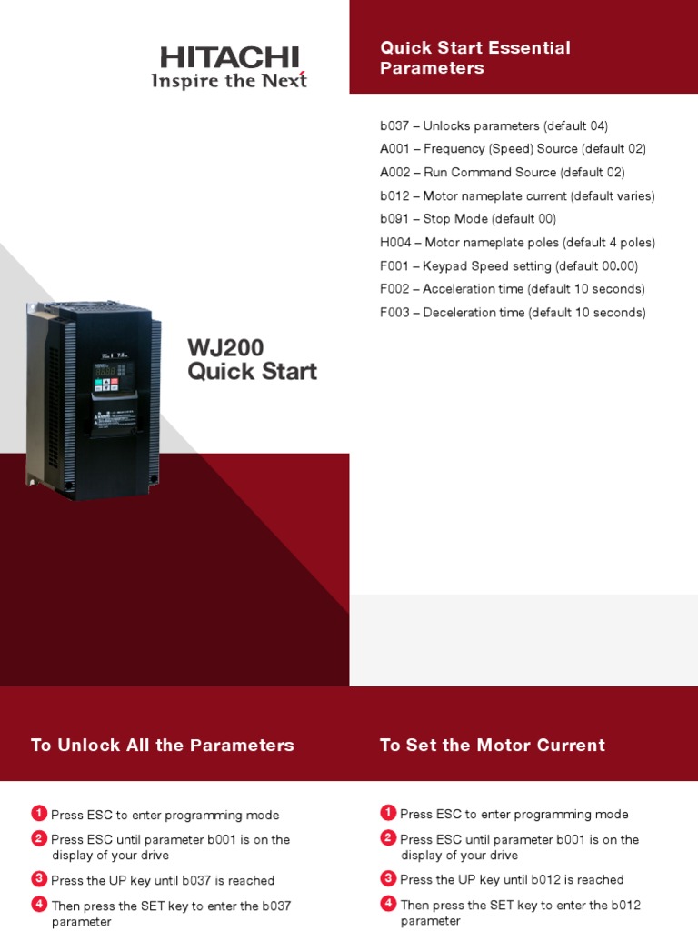 Hitachi QuickStartGuide WJ200 Side | PDF | Telecommunications | Electrical Engineering
