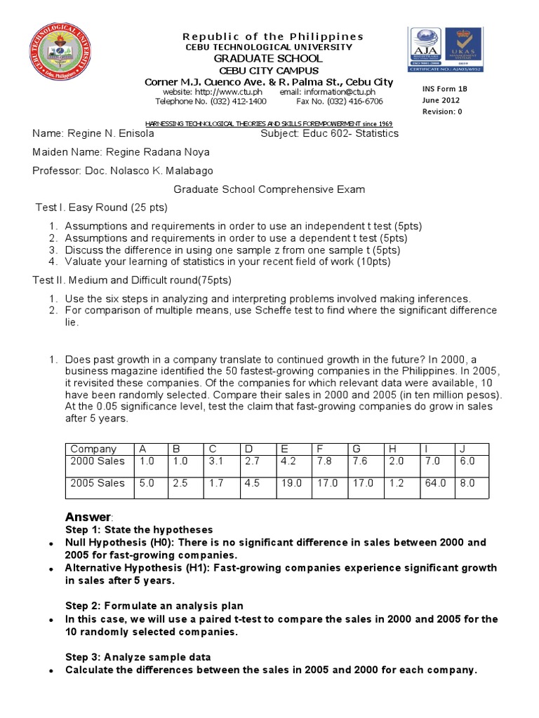 Educ-602 Statistics | PDF | P Value | Statistical Significance