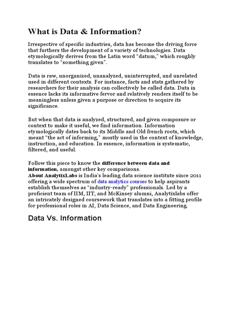 Data and Information | Download Free PDF | Data | Information