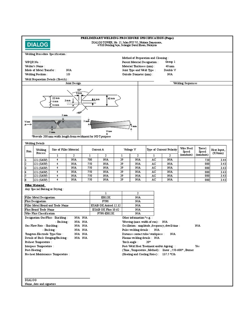 Preliminary Welding Procedure Specification Pwps PDF Free | PDF ...