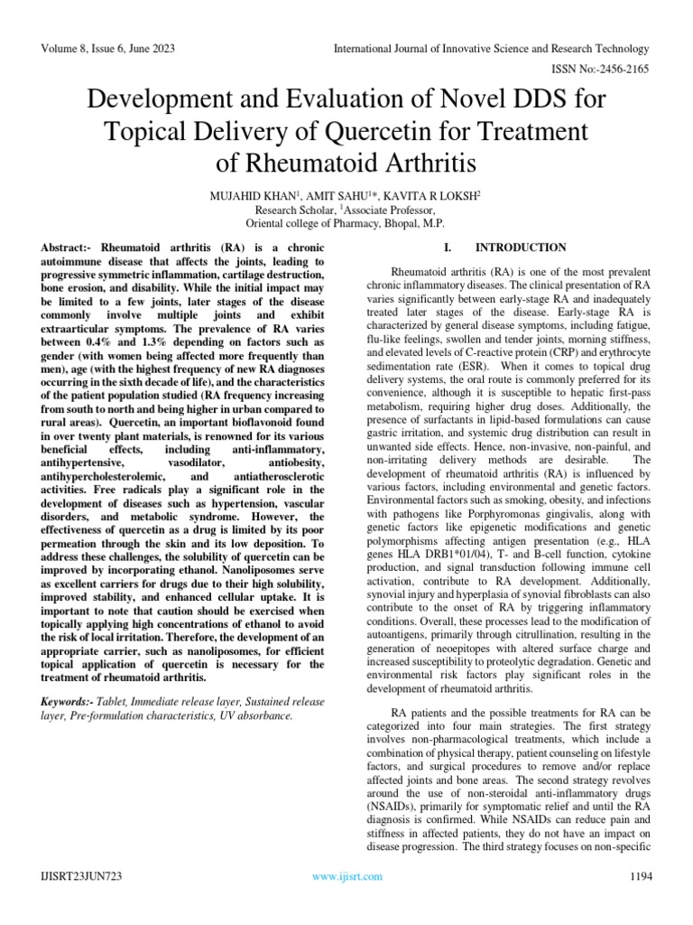 Development and Evaluation of Novel DDS For Topical Delivery of ...