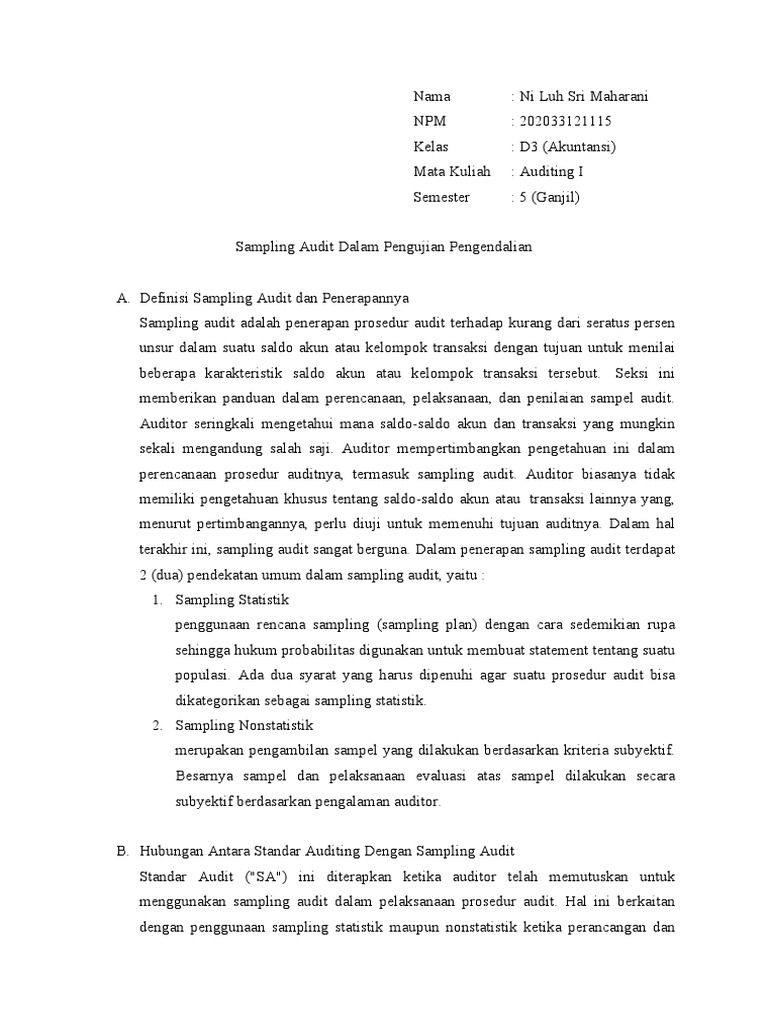 115 - Auditing I (Sampling Audit Dalam Pengujian Pengendalian) | PDF