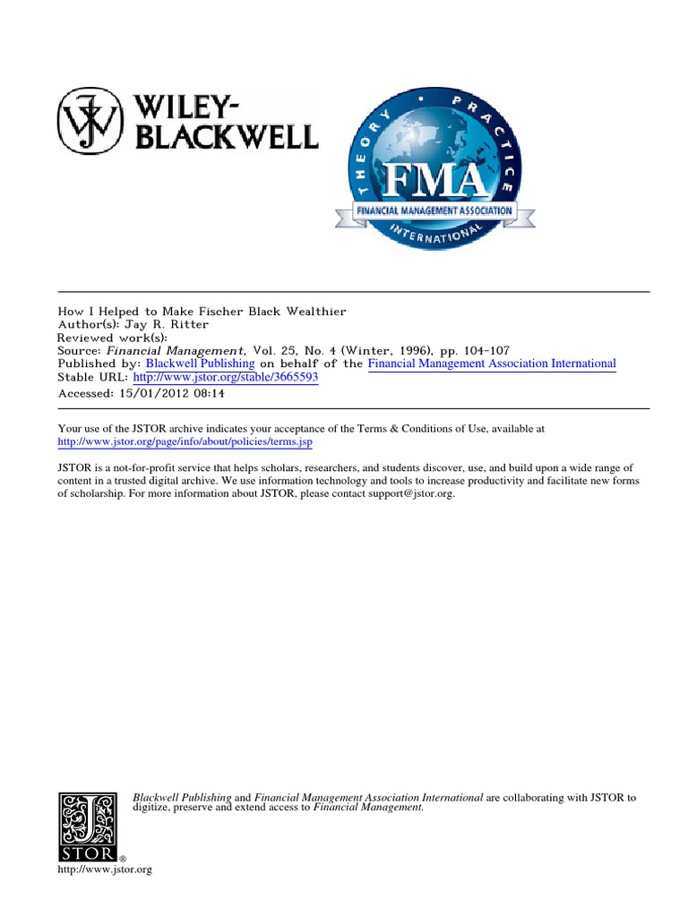 How I Helped To Make Fischer Black Wealthier 1996 | PDF | Futures ...