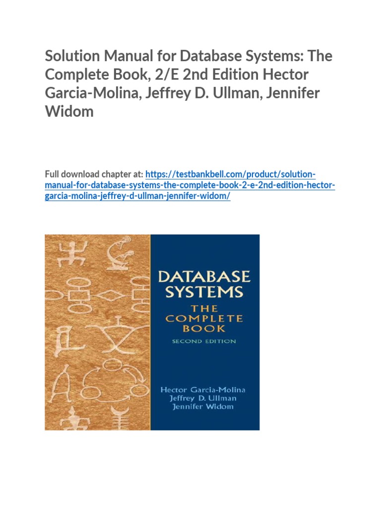 Solution Manual For Database Systems The Complete Book 2 e 2nd Edition ...