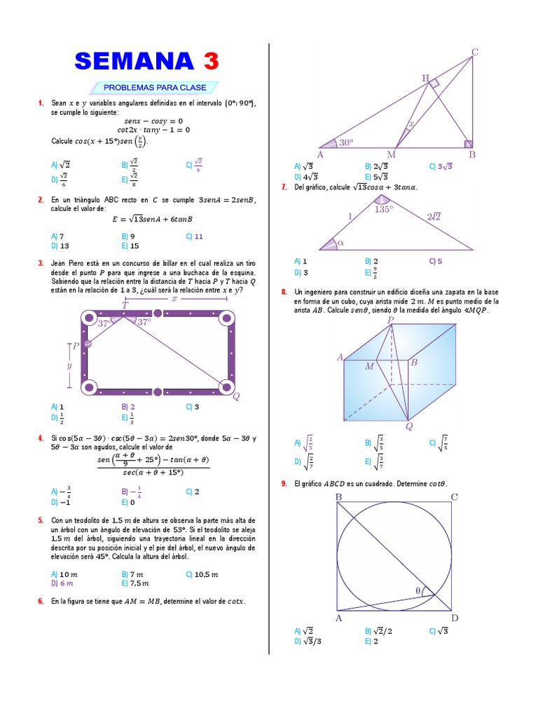 Problemas de Trigonometría Avanzada | PDF | Geometría Elemental