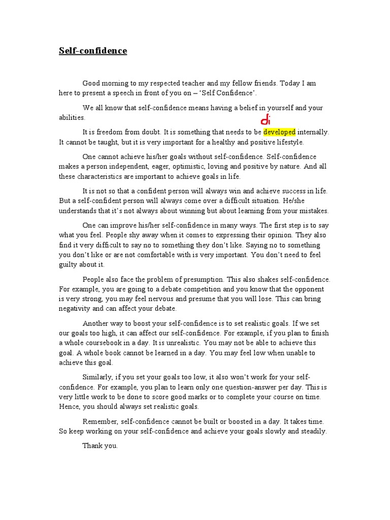 Self Confidence | PDF