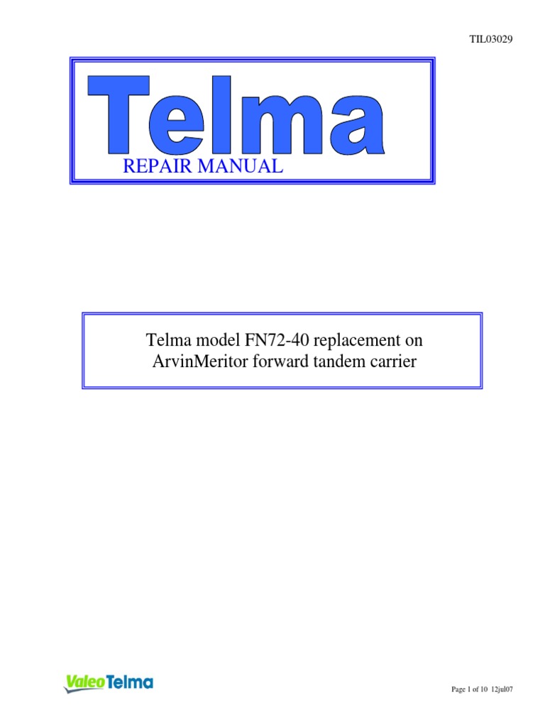 TIL03029 TELMA REPLACEMENT ARM TANDEM Rev12jul07 | PDF | Axle | Gear