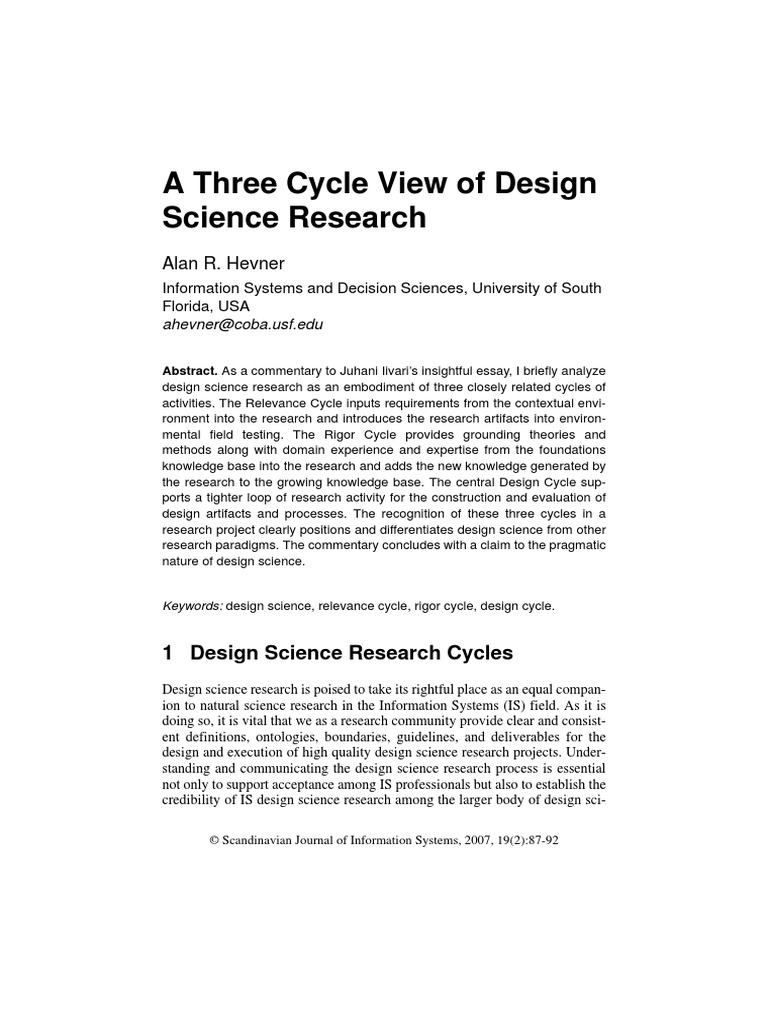 Hevner's Three Cycles of Design Science | PDF | Science | Design
