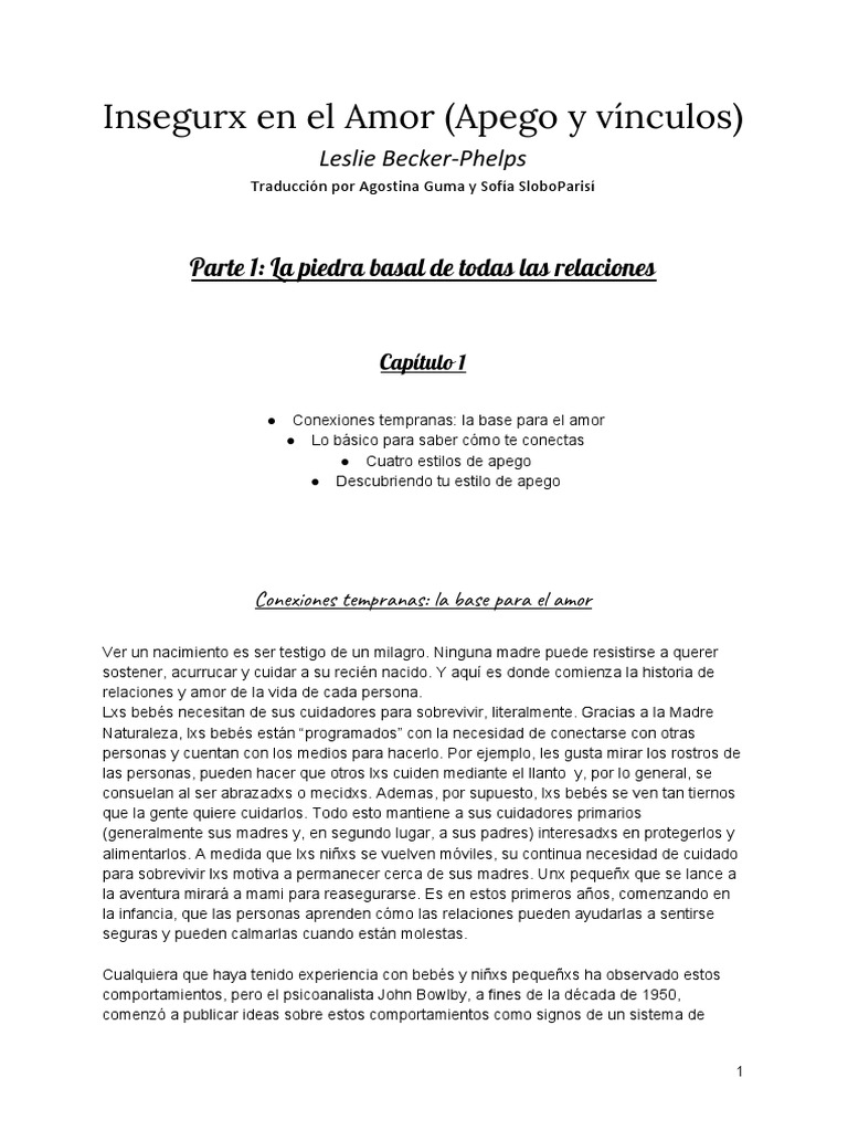 Inseguridad en el Amor y Apego | PDF | Teoría de apego | Amor