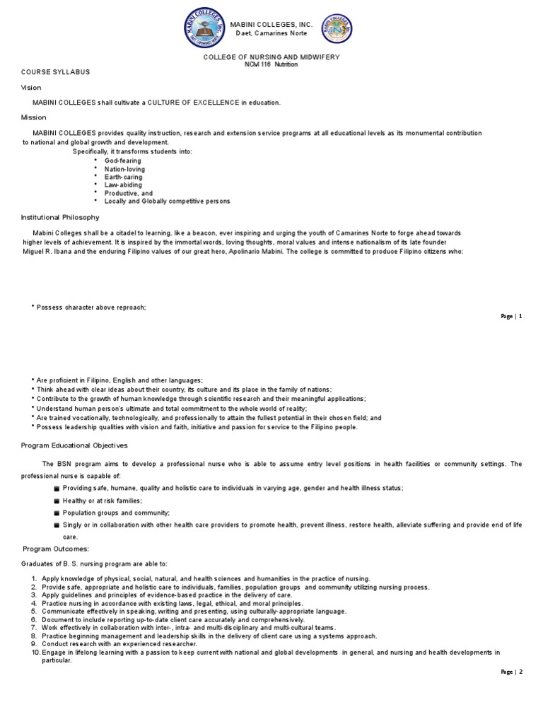 NCM 116 Nutrition | PDF | Vitamin | Nursing