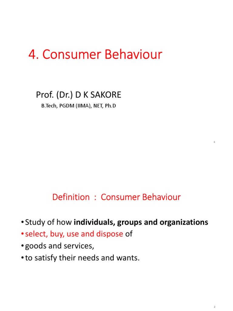4 - Consumer Behaviour | PDF | Consumer Behaviour | Behavior