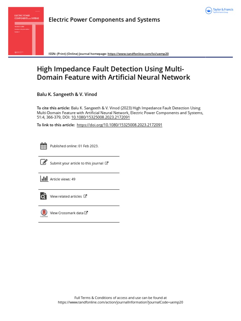 High Impedance Fault Detection Using Multi Domain Feature With Artificial Neural Network | PDF ...