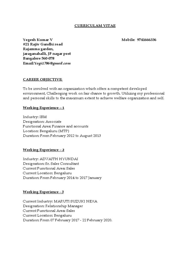 Yogesh Cv Updated Pdf Bangalore Business 