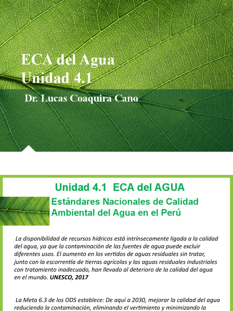 Unidad 4.1 ECA Del Agua | PDF | Agua | Riego