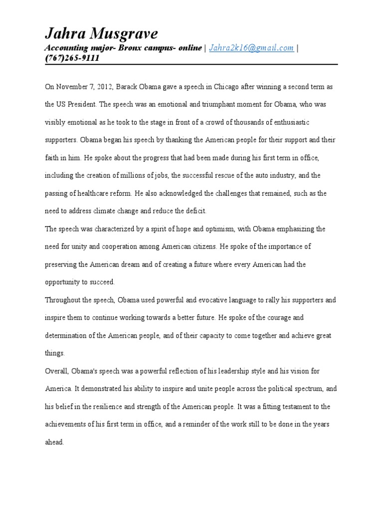 Obama's 2012 Victory Speech Analysis | PDF