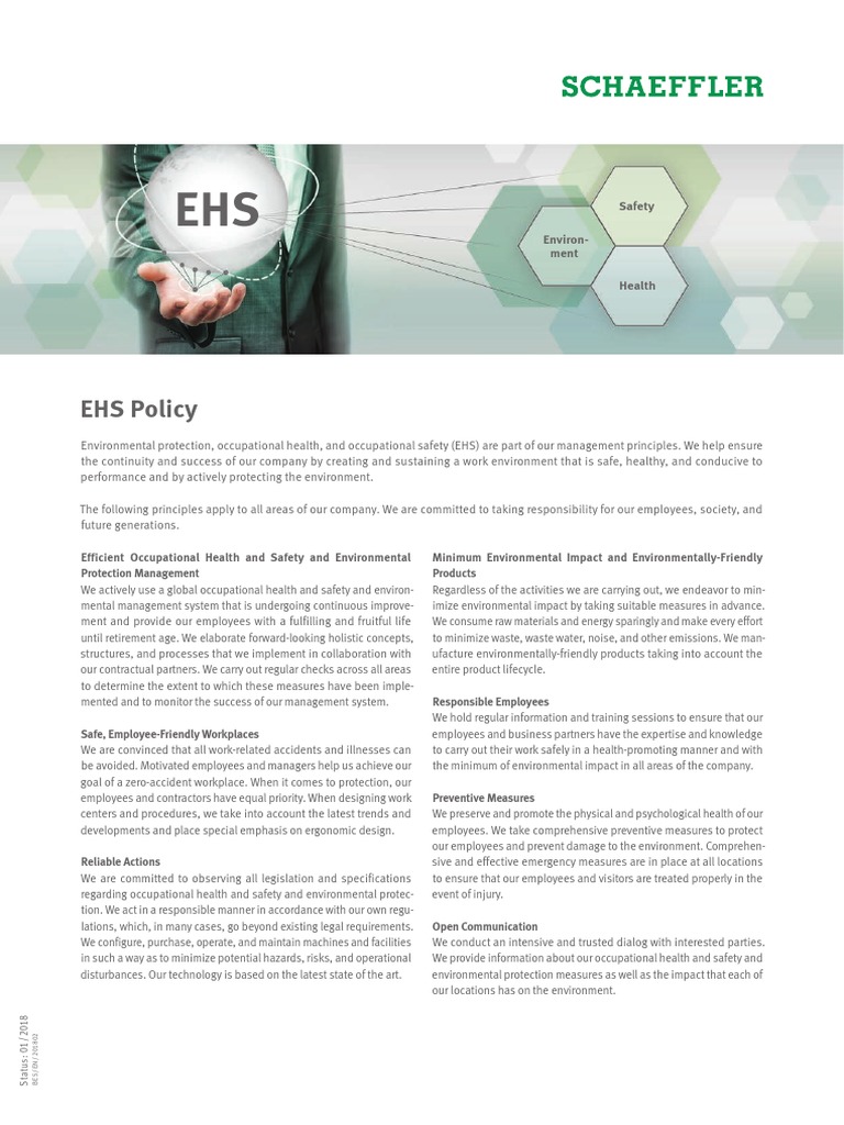 Ehs Policy de en | PDF | Occupational Safety And Health | Employment