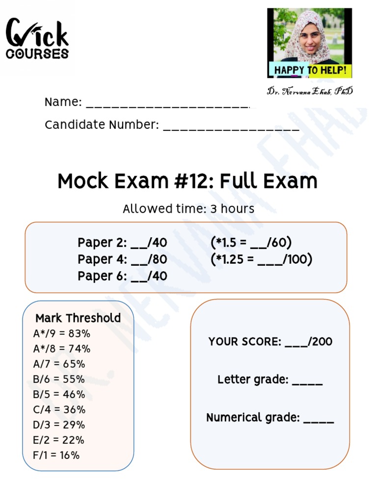 Mock #12 - Full Exam | PDF | Oxide | Chemical Reactions