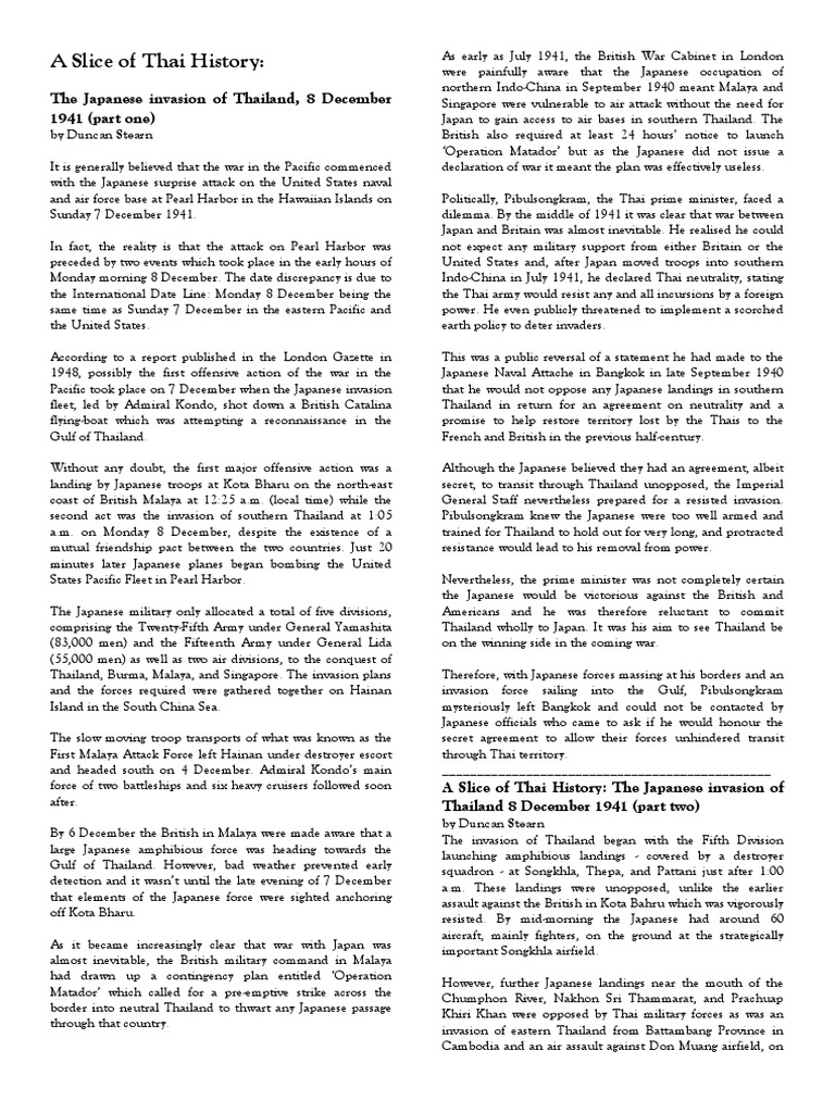 A Slice of Thai History - WWII | PDF | Thailand | Empire Of Japan